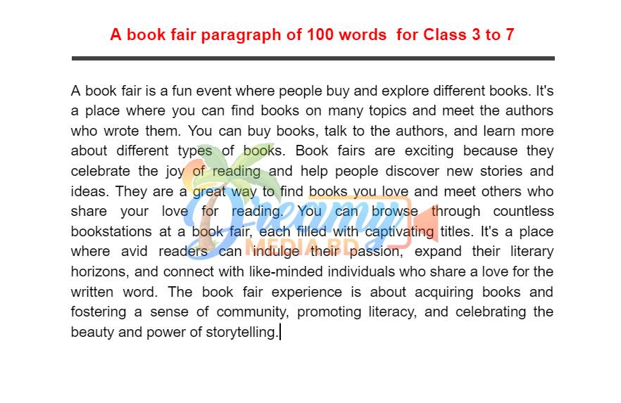 A book fair Paragraph PDF for all Classes (100, 200, 300, 400, 500 ...