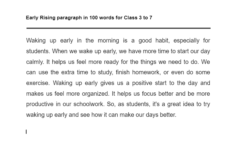 Early Rising Paragraph PDF for all Classes (100, 200, 300, 400, 500 ...