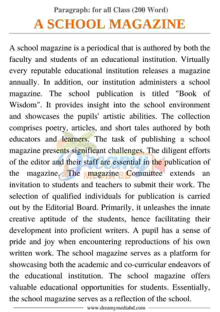 A School Magazine Paragraph | pdf for All Class - Dreamy Media BD