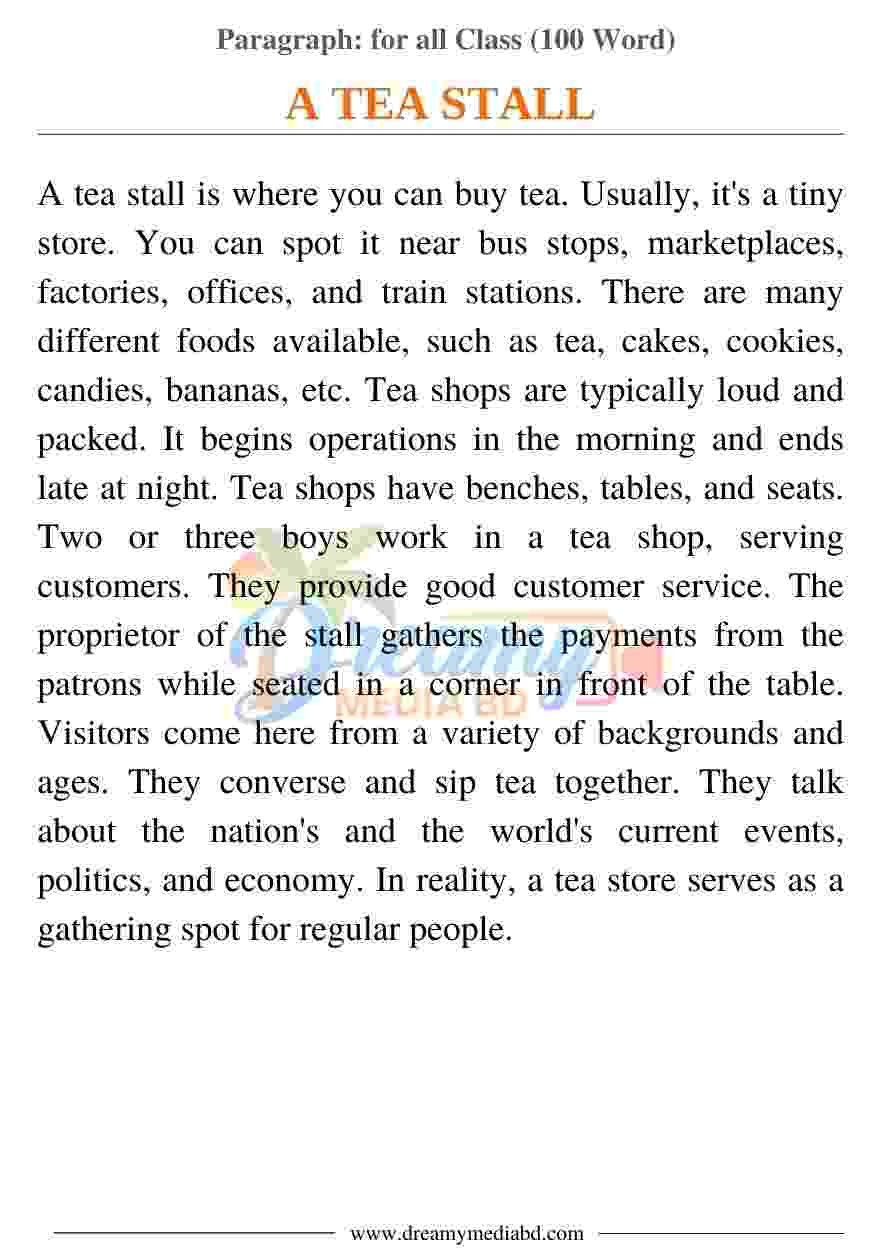 A Tea Stall Paragraph | PDF for All Classes - Dreamy Media BD
