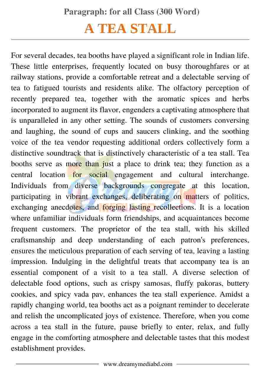 A Tea Stall Paragraph | PDF for All Classes - Dreamy Media BD